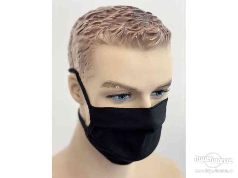 Bavlněná dvouvrstvá černá rouška s flexibilním provázkem - bazar ...