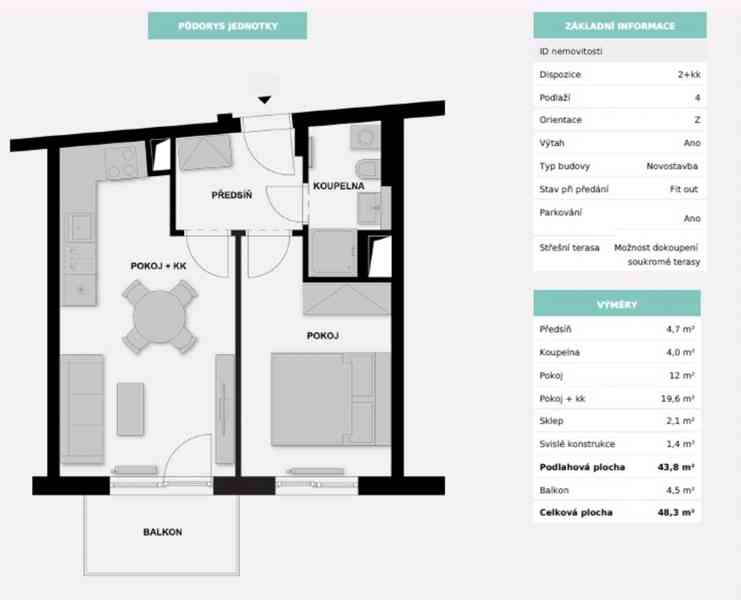 Prodej nového bytu 2+kk, 60,9 m2, Balkon, 4.NP, Praha Nusle - bazar - Hyperinzerce.cz
