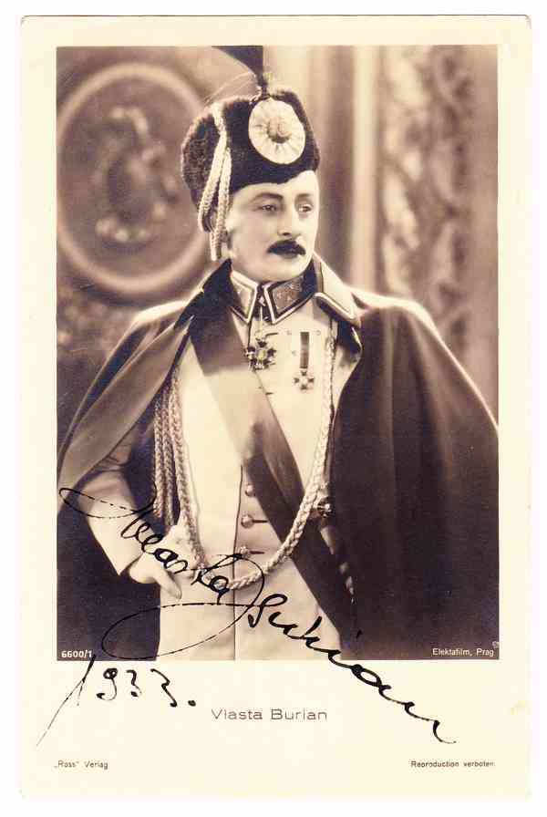 Vlasta Burian, autogram, rok 1933, excelentní stav - bazar ...