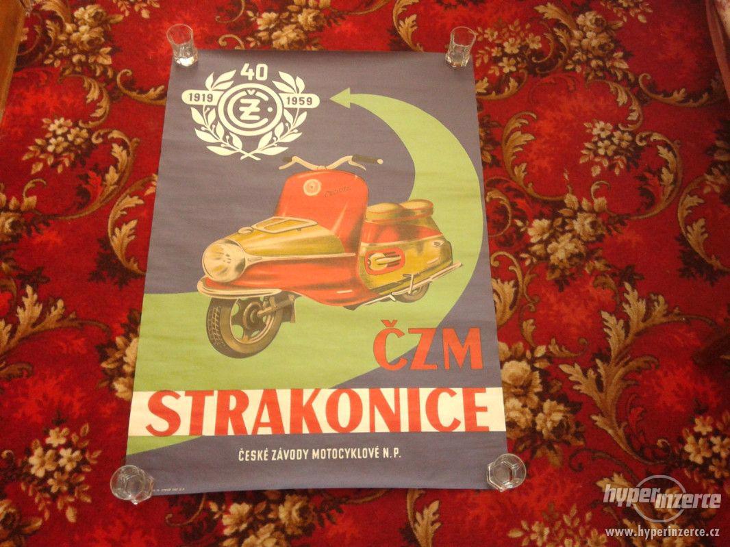plakát jawa ČZ 175 typ 477, skůtr prase 501, 502 Strakonice - bazar ...