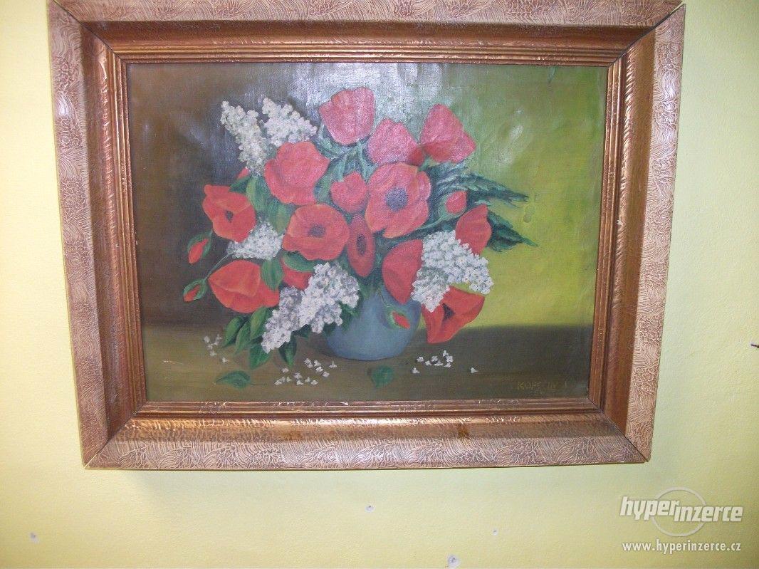 Originál obraz Kopečny vlčí máky se šeříkem ve váze - bazar ...