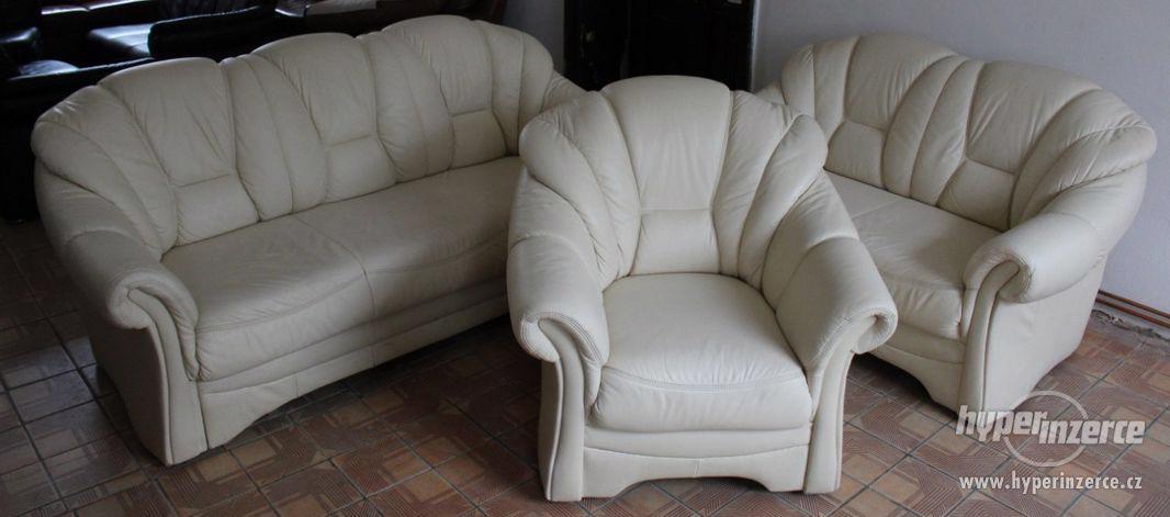 Luxusní rozkládací kožená sedací souprava 3+2+1, sl.kost - bazar ...