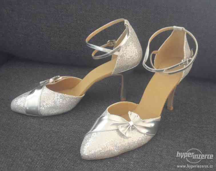 Stříbrné taneční boty na latinsko-americké tance,vel. 41 - bazar ...