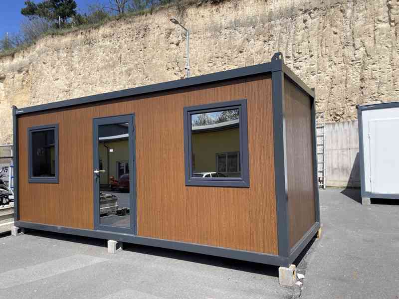 Obytný kontejner, dekor dřeva, NOVÝ 6x2,4m - bazar - Hyperinzerce.cz