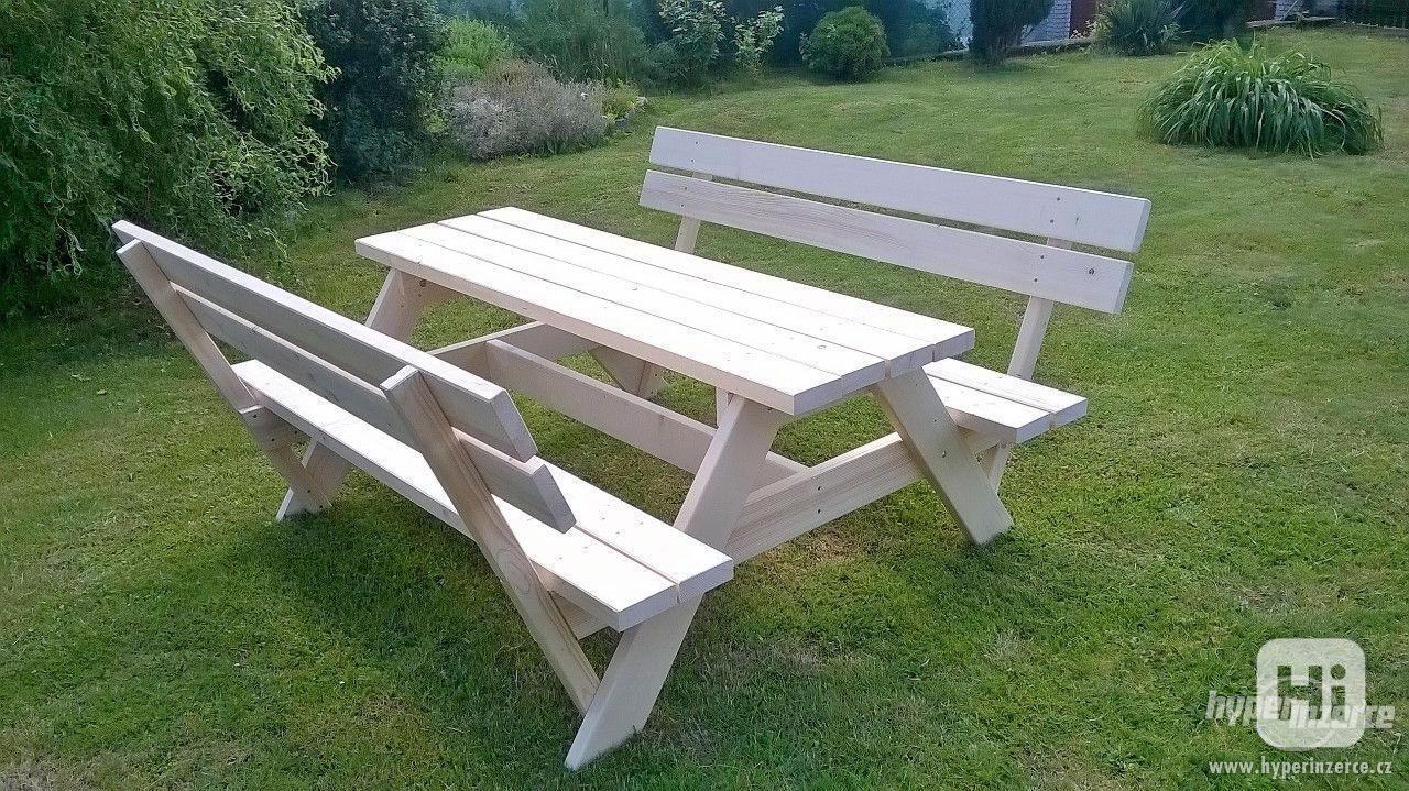 Zahradní posezení s opěradlem, pivní set 40 mm masiv - bazar ...