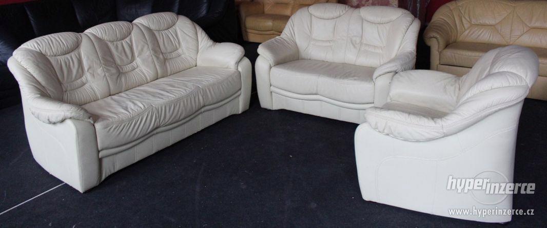 Luxusní kožená sedací soupravva 3+2+1, slonová kost - bazar ...