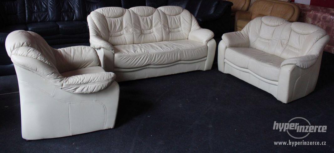 Luxusní kožená sedací soupravva 3+2+1, slonová kost - bazar ...