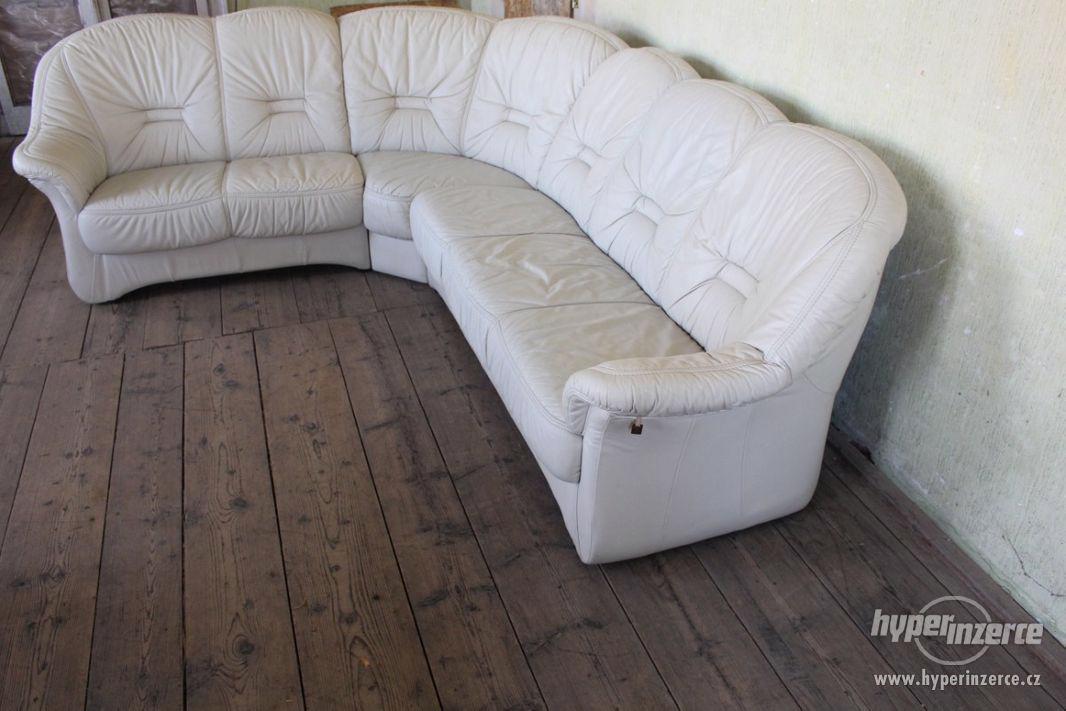 Luxusní rohová kožená sedací souprava, slonová kost, 230x280 - bazar ...