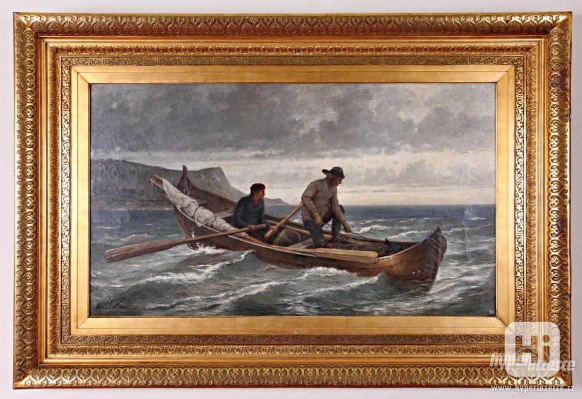 Henri Bource. Rybáři. 180 x 122 cm - bazar - Hyperinzerce.cz
