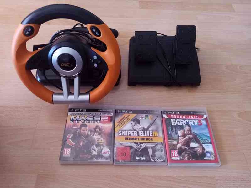 Prodám volant s řazením a pedály na ps3 + 3hry na ps3 - bazar ...