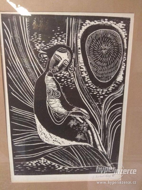 Originál obraz linoryt aukce Sedláčková - bazar - Hyperinzerce.cz