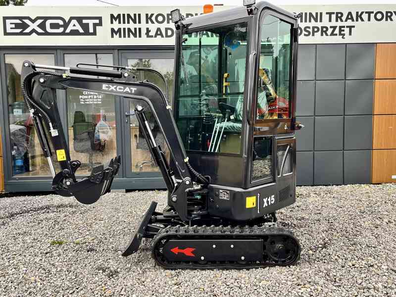 Nové Minibagr EXCAT X15, váha 1,5T, Joystick, Kabina, ČERNÁ - bazar ...