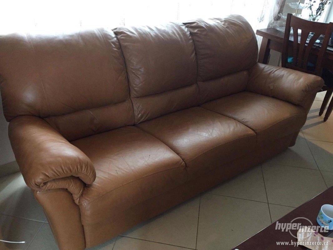 Italský kožený gauč, hnědý - bazar - Hyperinzerce.cz