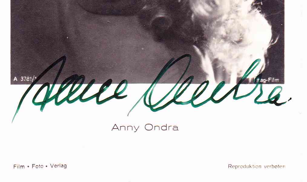 Anny Ondra (Anny Ondráková), podpis na propagační fotografii - bazar ...