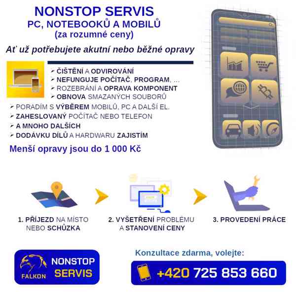 NONSTOP Servis PC, notebooků a mobilů - FALKON SERVIS - bazar - Hyperinzerce.cz