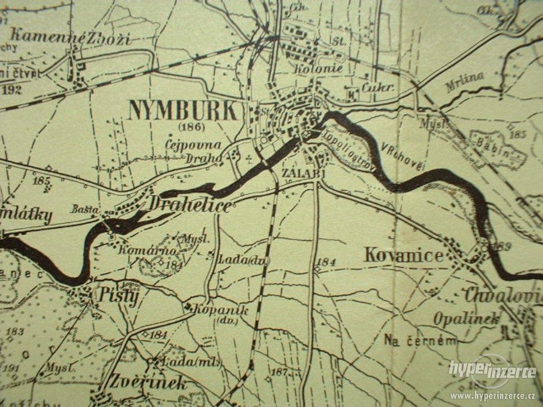 Mapa okolí Č. Brod Nymburk Poděbrady Kouřim 1910 - bazar - Hyperinzerce.cz