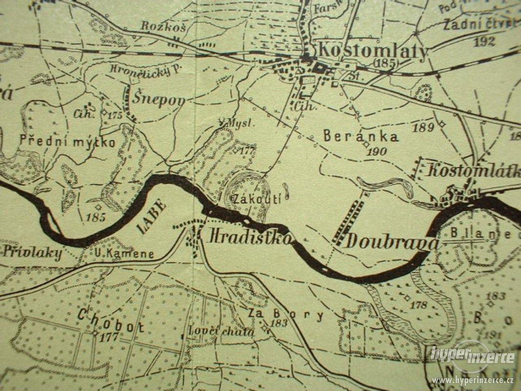 Mapa okolí Č. Brod Nymburk Poděbrady Kouřim 1910 - bazar - Hyperinzerce.cz