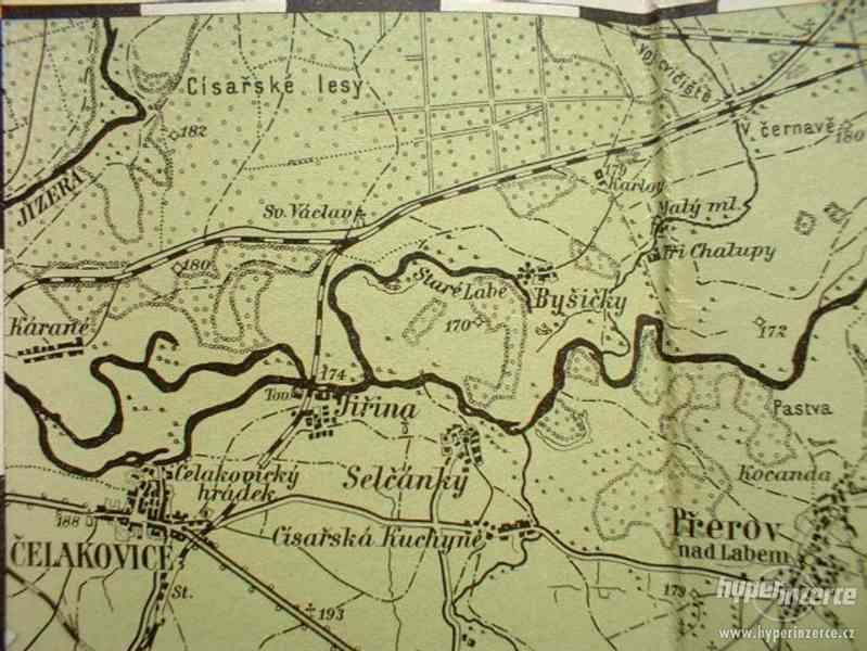 Mapa okolí Č. Brod Nymburk Poděbrady Kouřim 1910 - bazar - Hyperinzerce.cz