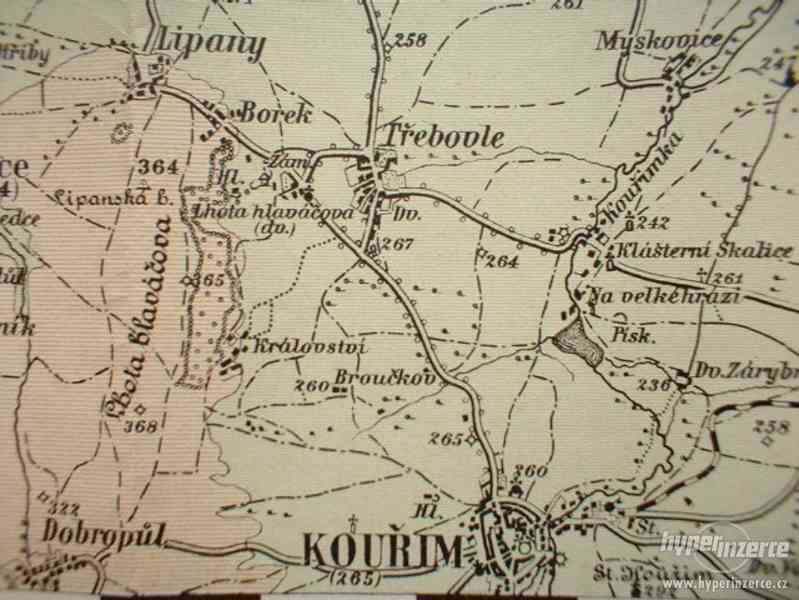 Mapa okolí Č. Brod Nymburk Poděbrady Kouřim 1910 - bazar - Hyperinzerce.cz