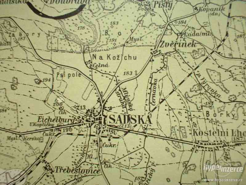 Mapa okolí Č. Brod Nymburk Poděbrady Kouřim 1910 - bazar - Hyperinzerce.cz