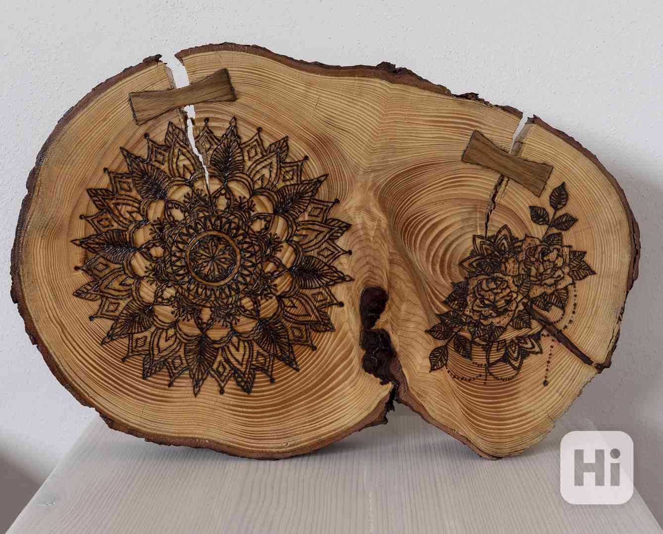 Mandala a růže - pyrografie - bazar - Hyperinzerce.cz